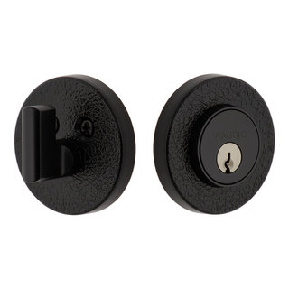 Circolo Leather Rosette Single Cylinder Deadbolt, 2.75" - Transitional ...