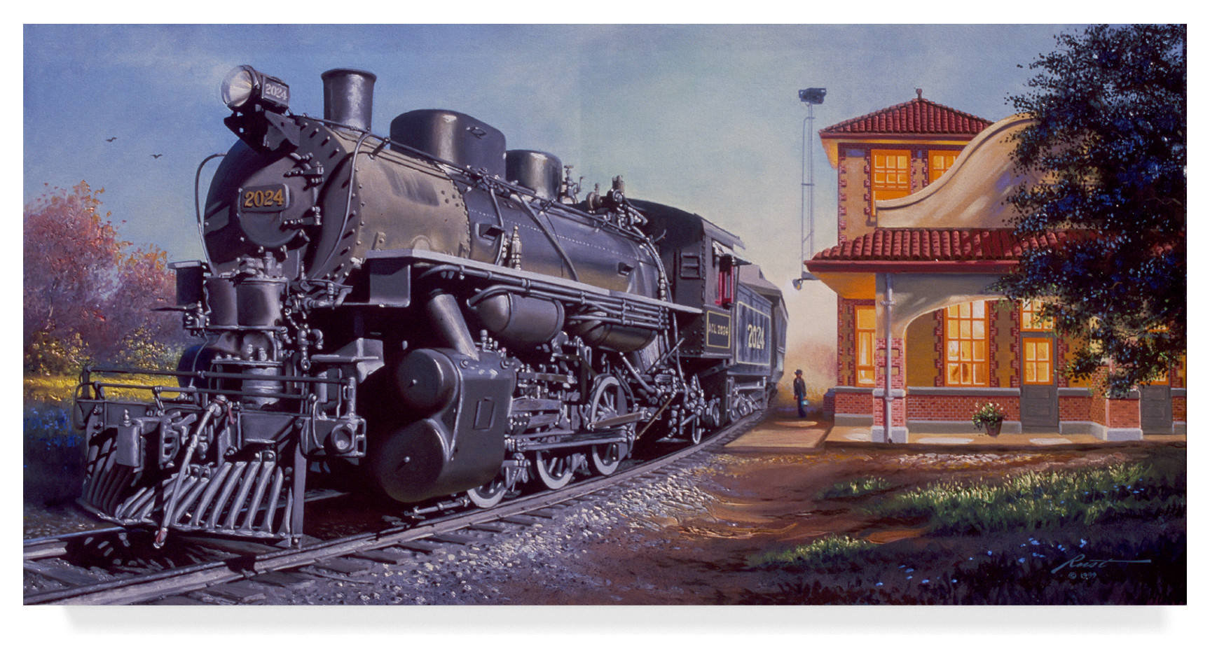 "Train Station" by D. Rusty Rust, Canvas Art, 24"x12" - Contemporary ...