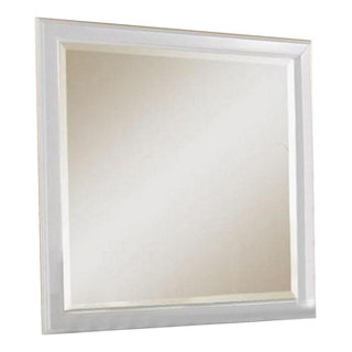 Benzara BM232976 Wooden Wall Mirror With Rectangular Framework, White ...