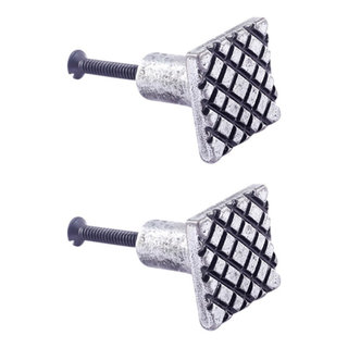 Iron Cabinet Knob Pewter Finish Square Diamond Cabinet Hardware Pack of ...