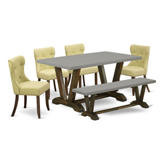 6-Piece Set, Limelight Seat and Chairs, Wooden Dining Bench and Top ...