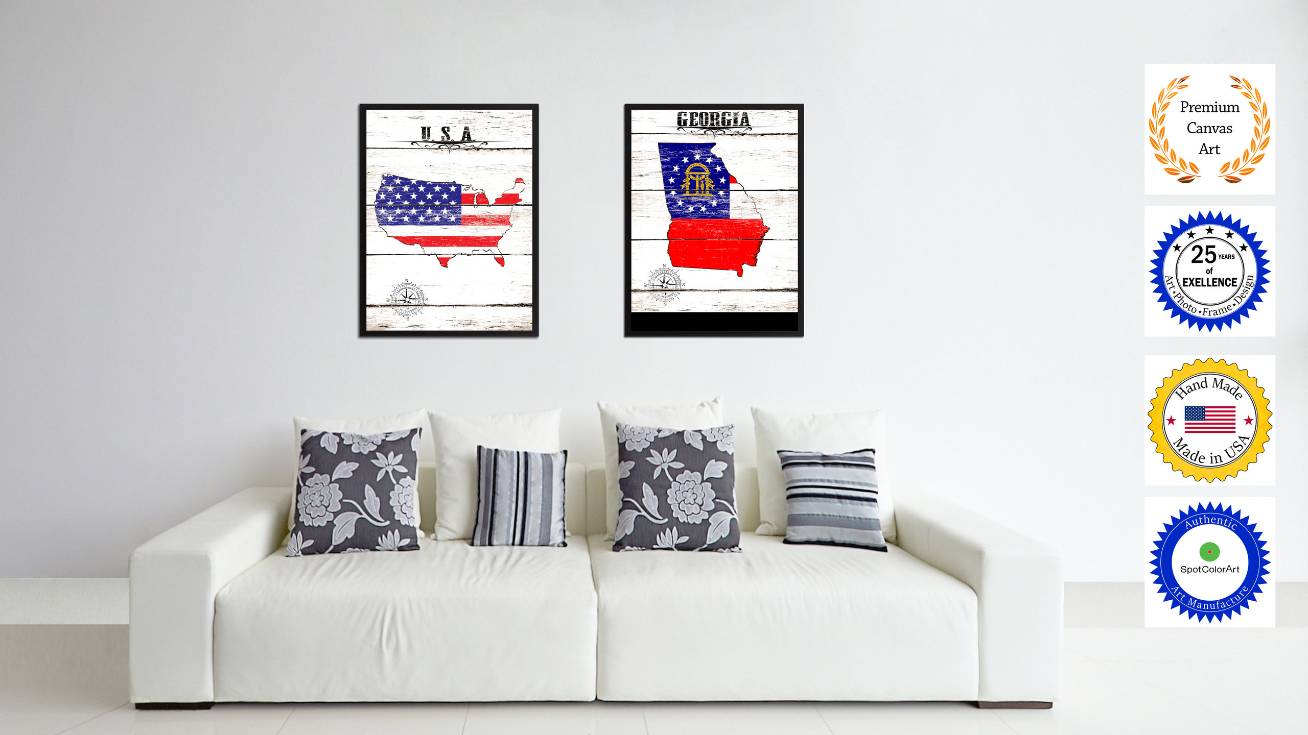 Georgia State Flag Canvas, 28"x37", 13"x17" - Beach Style - Prints And ...