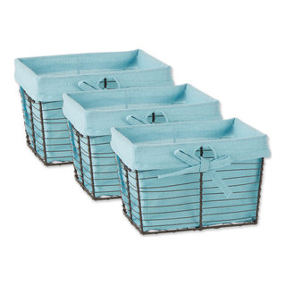 Small Vintage Gray Wire Aqua Liner Basket 3-Piece Set - Contemporary ...