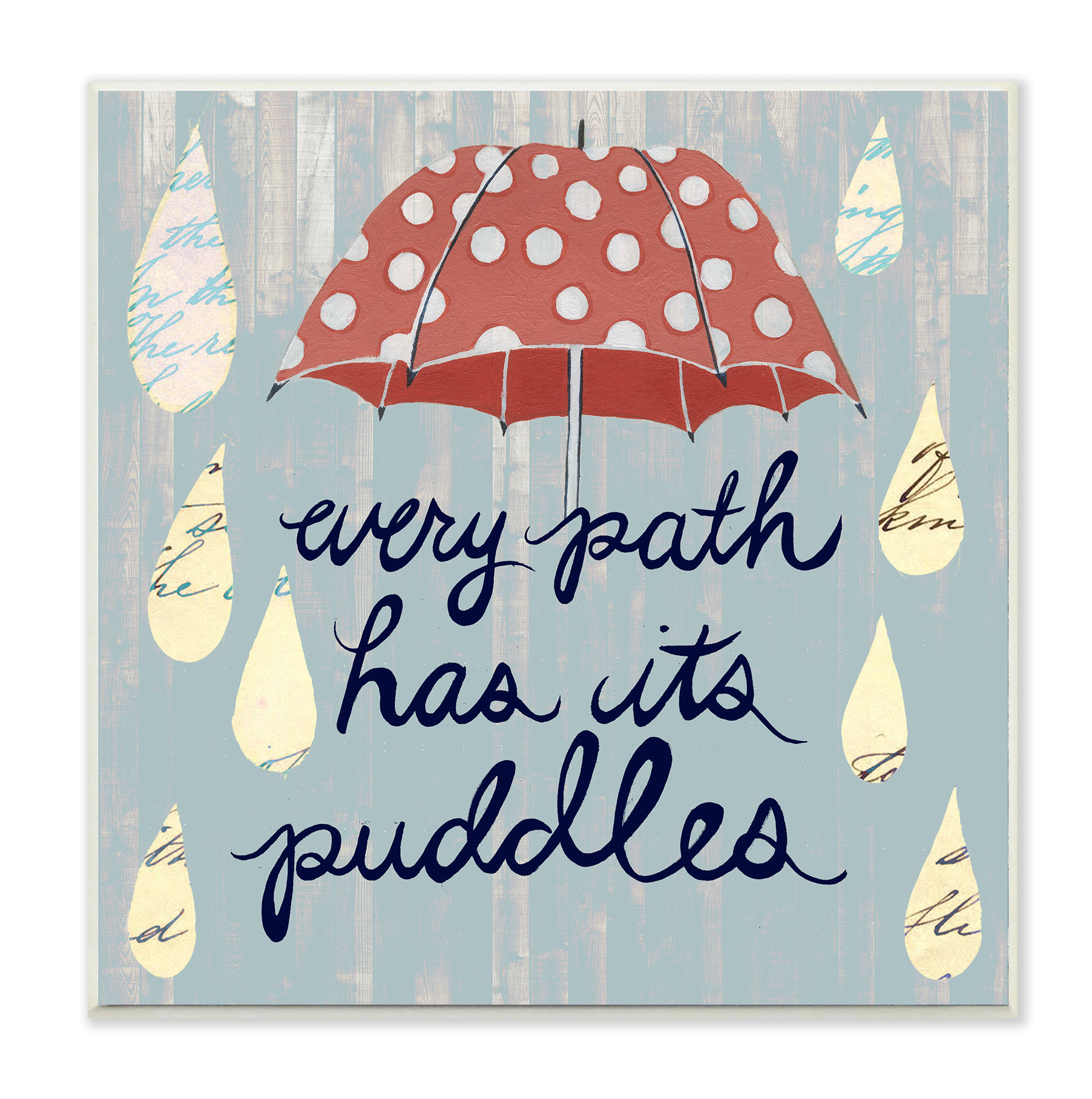 Every Path Has Puddles Umbrella And Rain Plaque, 12"x0.5"x12", 12"x0.5 ...