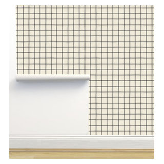 Double Grid Charcoal Wallpaper by Erin Kendal, Sample 12"x8 ...