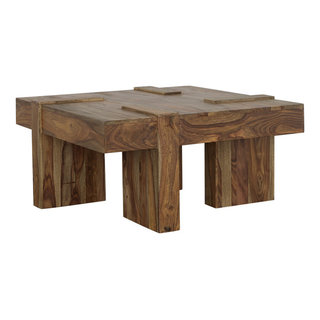 Samira Wooden Square Coffee Table Natural Sheesham - Rustic - Coffee ...