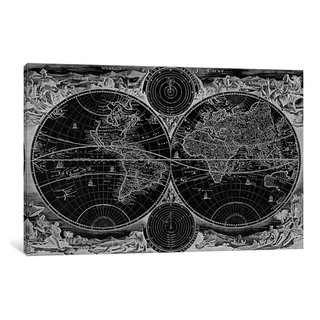 "Antique Map Of The World In Two Hemispheres" Wrapped Canvas Print ...