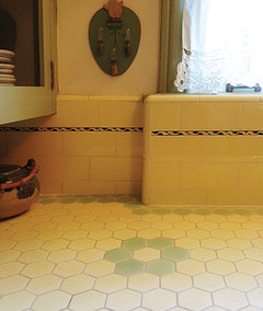 1925 Kitchen: 1" hex tile countertops and undermount sink?