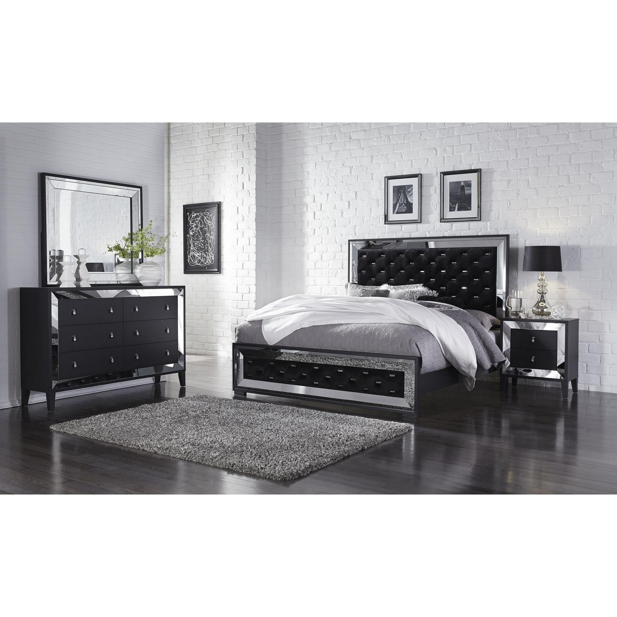 HomeRoots Luxurious Black Tone Dresser With Elegant Trim Mirror Accent ...