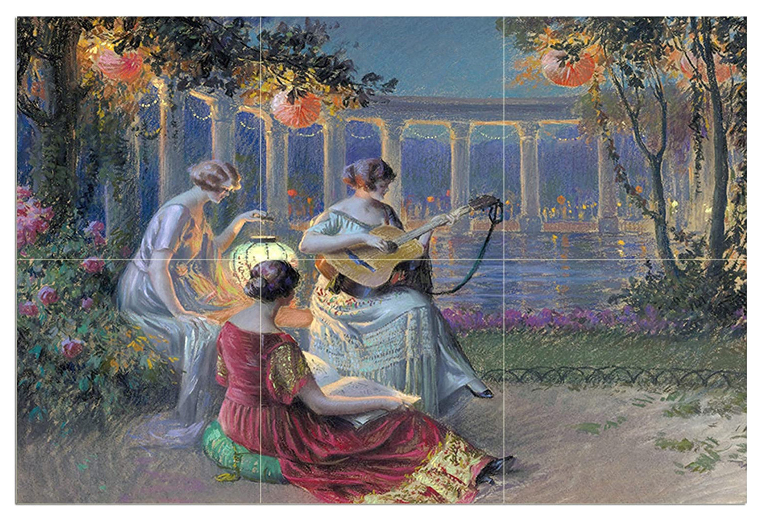 Tile Mural PARTY NIGHT music quay flowers Backsplash, 4.25" Ceramic ...