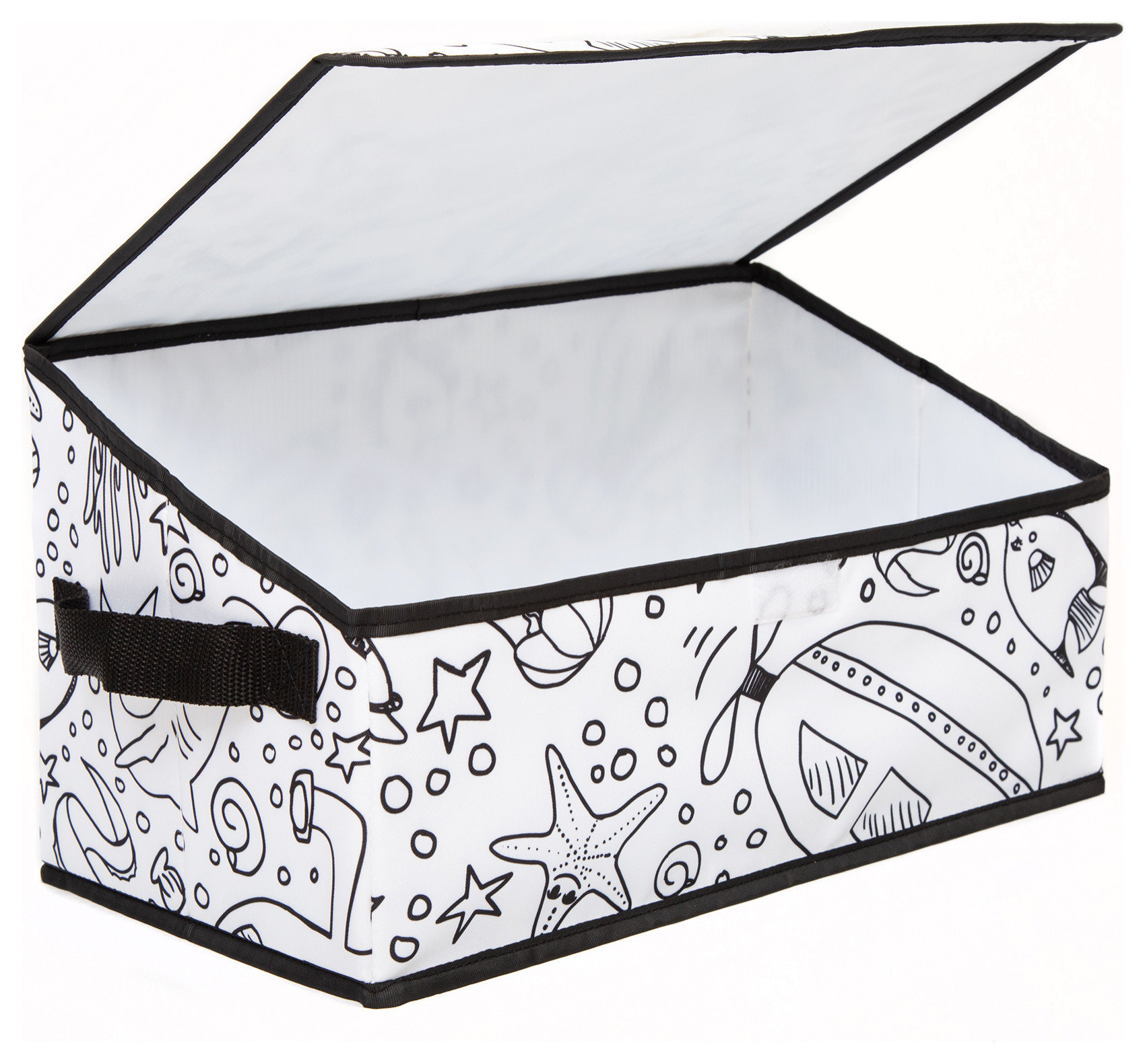 Kid's Coloring Angled Storage Bin with Lid, Under Sea Print - Beach ...