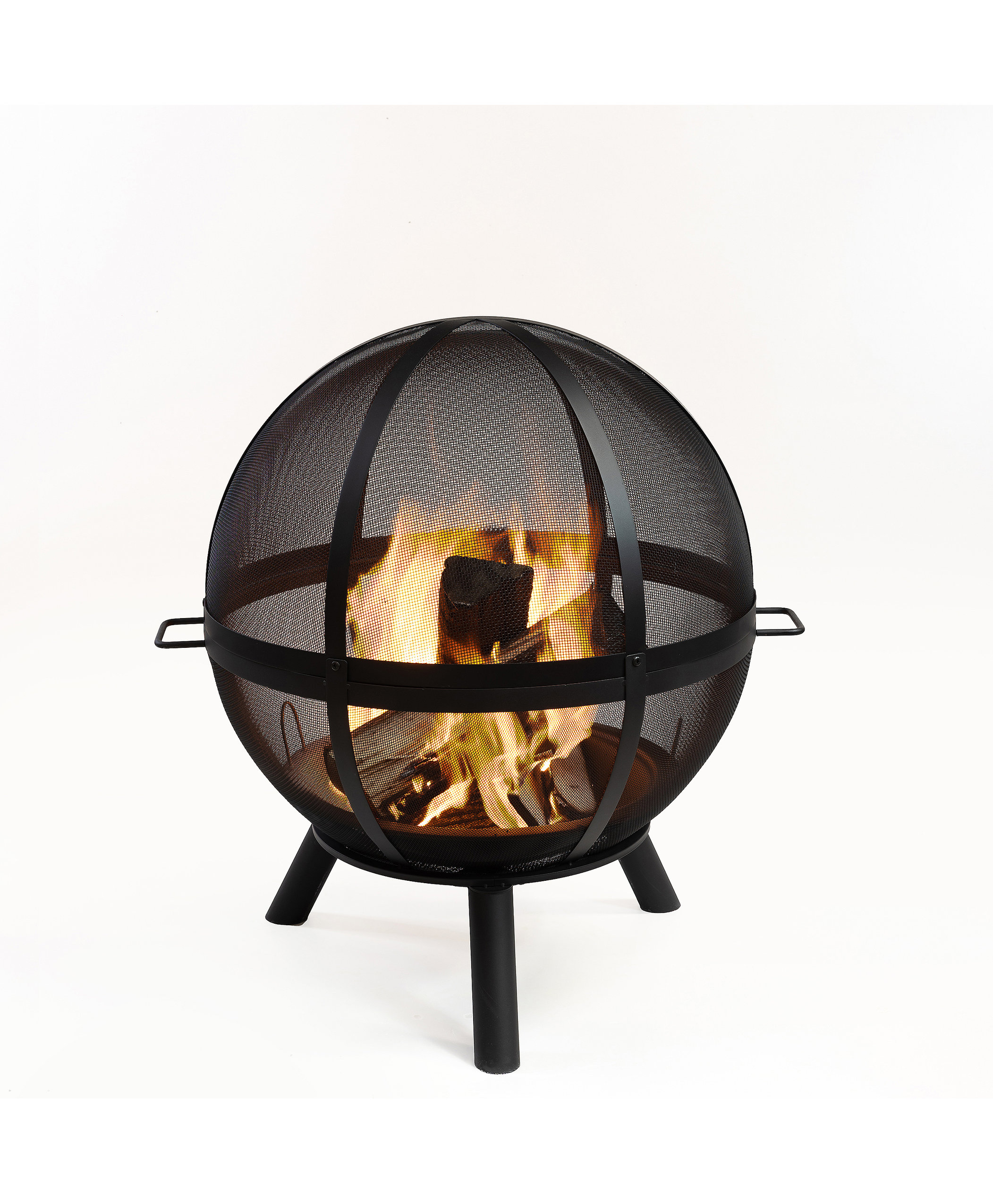 34" Diameter Outdoor Steel Woodburning Sphere Fire Pit - Industrial ...