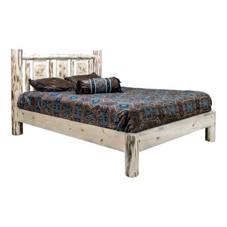 Montana Collection Platform Bed, Full, Clear Finish - Rustic - Platform ...