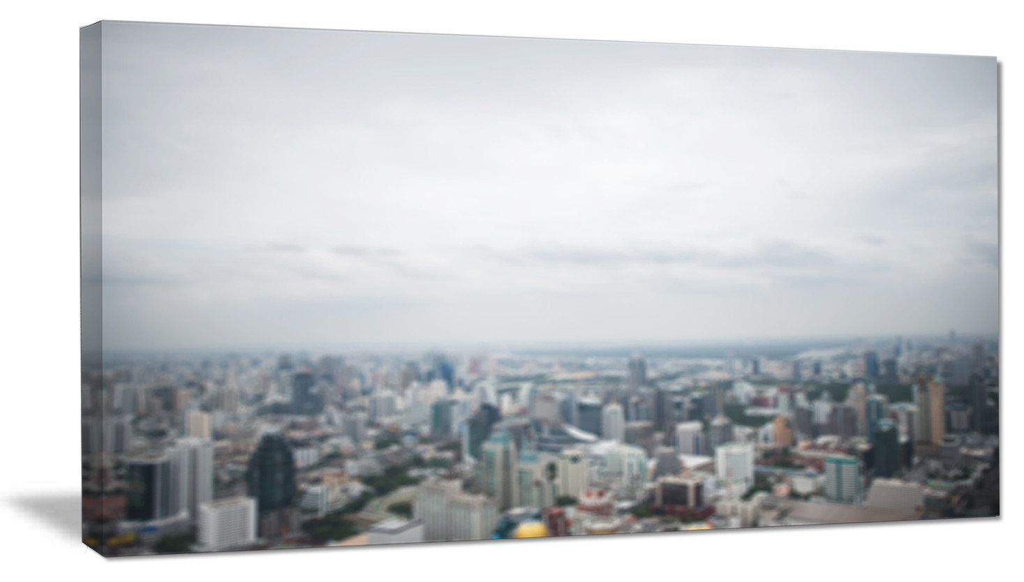 Panoramic Aerial View of Big City, Landscape Canvas Art Print, 32"x16 ...