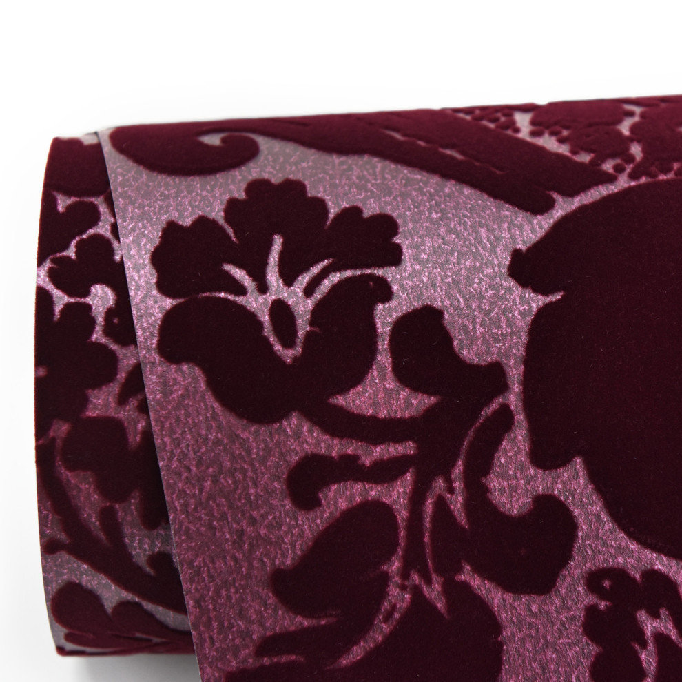 Shadow Merlot Damask Wallpaper - Traditional - Wallpaper - by Brewster ...