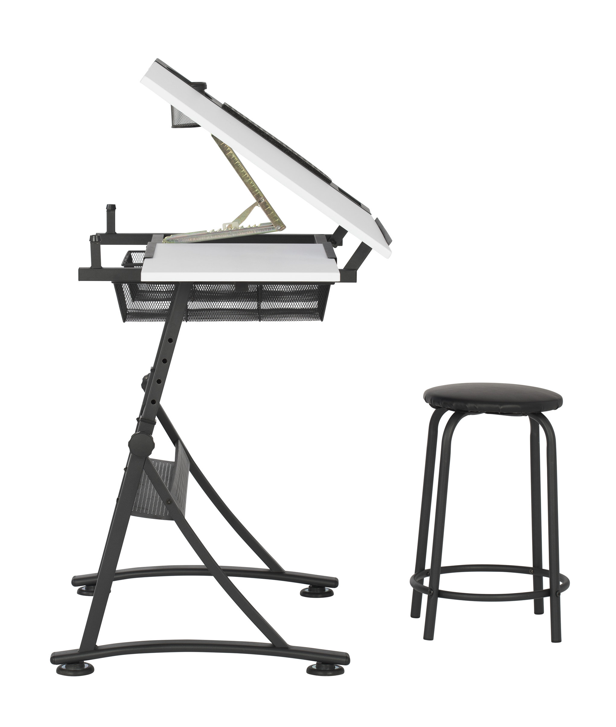 Fusion Craft Art Center with 24" Tray, Charcoal, White - Contemporary ...