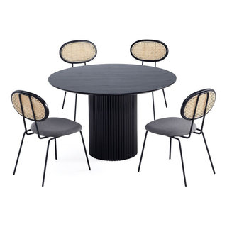 5-Piece Hathaway Modern Solid Wood Round Dining Set - Tropical - Dining ...