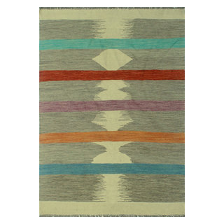 Winchester Kilim Clyve Grey Rug, 4'8 x 6'6 - Contemporary - Area Rugs ...