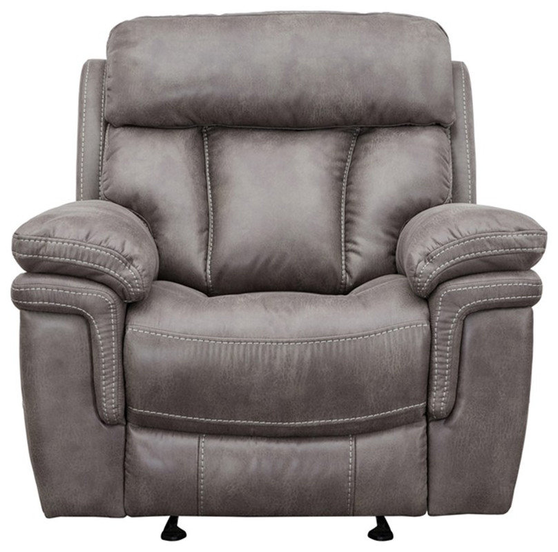 Armen Living Estelle Modern Fabric Power Recliner Chair in Brown ...
