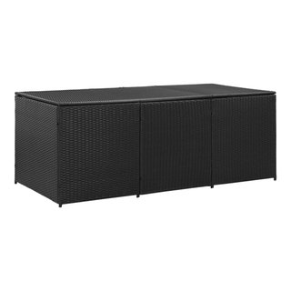 vidaXL Garden Storage Box Poly Rattan 70.8"x35.4"x29.5" Black ...