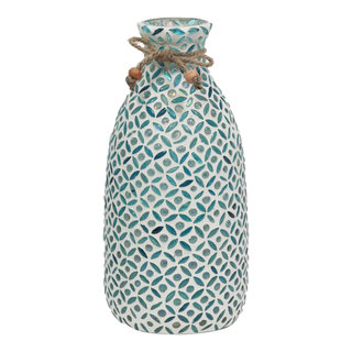 Glass, 5"h Mosaic Vase, Blue - Beach Style - Vases - by Kolibri Decor ...