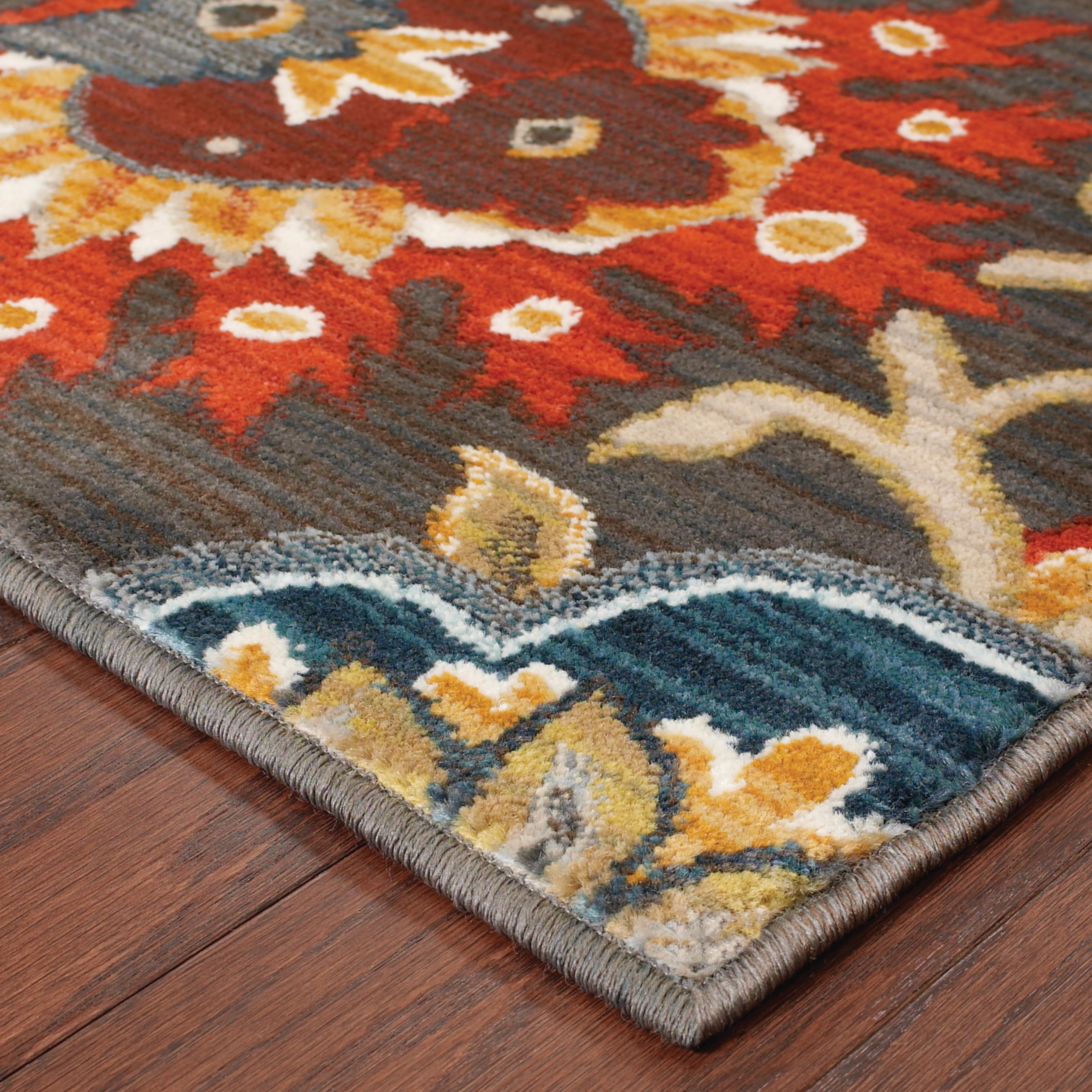 Casa Bold Floral Charcoal and Multi Rug, 7'10"x10'10" - Traditional ...