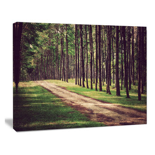 Vintage Style Forest with Pathway, Modern Forest Canvas Art, 20"x12 ...