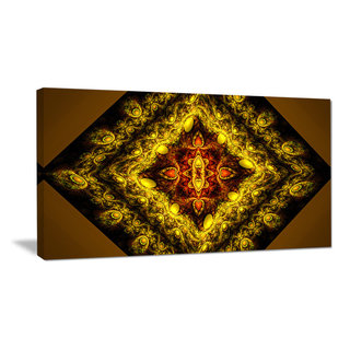 Cabalistic Yellow Fractal Design, Abstract Wall Art Canvas, 32"x16"x1 ...