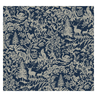 Alrick Navy Forest Venture Wallpaper, Bolt - Rustic - Wallpaper - by ...