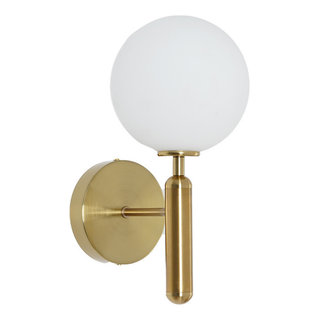 Decorica White and Gold LED Glass Globe Indoor Wall Sconce ...