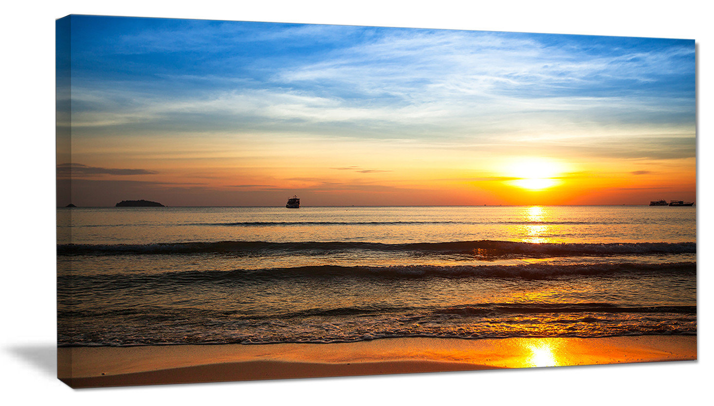 "Fascinating Sunset Over Clam Beach" Modern Beach Canvas Art Print, 40 ...