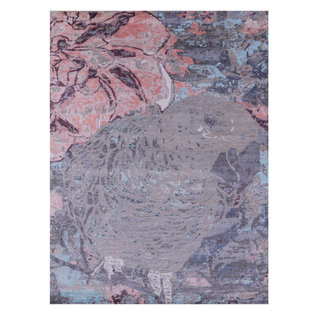 9' 0" X 12' 2" Modern Parrot Design Handmade Wool & Silk Rug - Q15553 ...