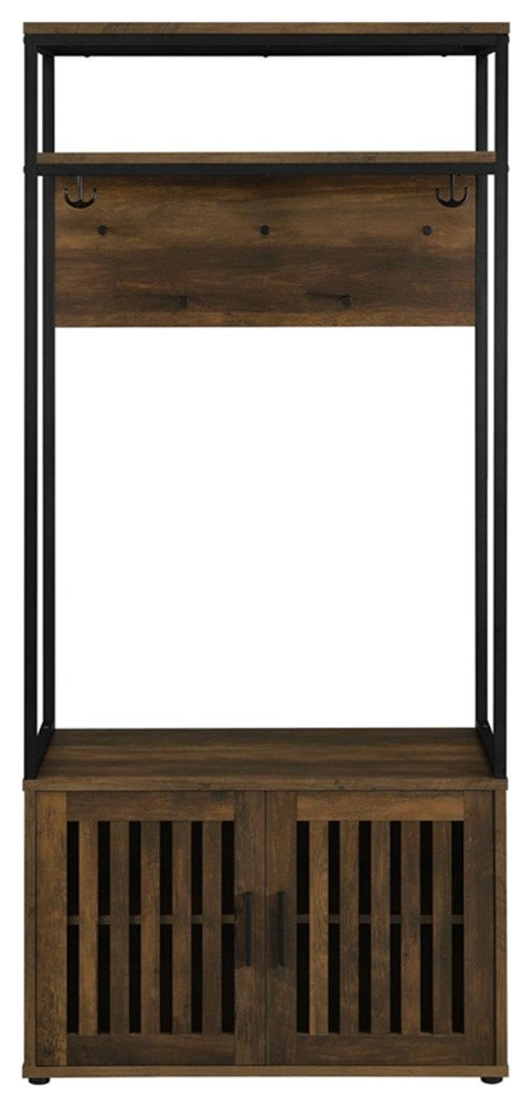 Pemberly Row 2-door Modern Engineered Wood Hall Tree in Dark Pine and ...