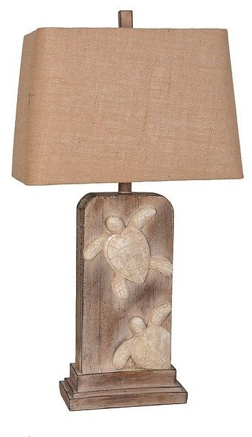 30" Polyresin Table Lamp with Linen Shade, Washed Sand & White(Set of 2 ...