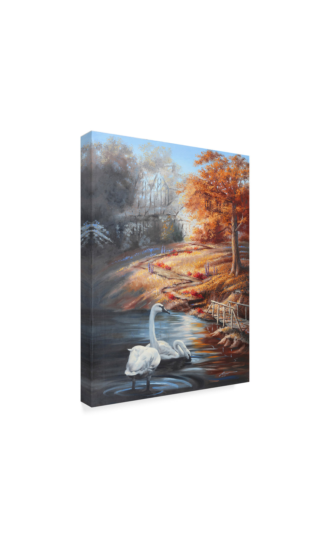 "Swans" by D. Rusty Rust, Canvas Art, 19"x14" - Rustic - Prints And ...