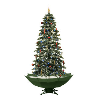 67" Musical Snowy Indoor Decor, Green Christmas Tree WithGreen Umbrella ...