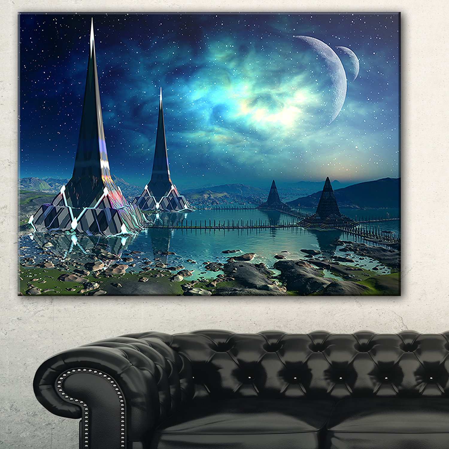 "The Towers of Gremor Alien Planet" Digital Canvas Print, 40"x20 ...