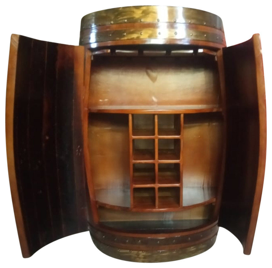 Split Barrel Wine Cabinet, 26"W x 13"D x 36"H - Rustic - Wine And Bar ...