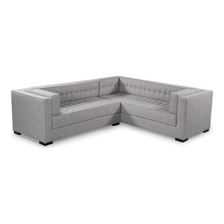 Modern Transitional Left-Facing Linen Sectional Sofa with Tufted ...