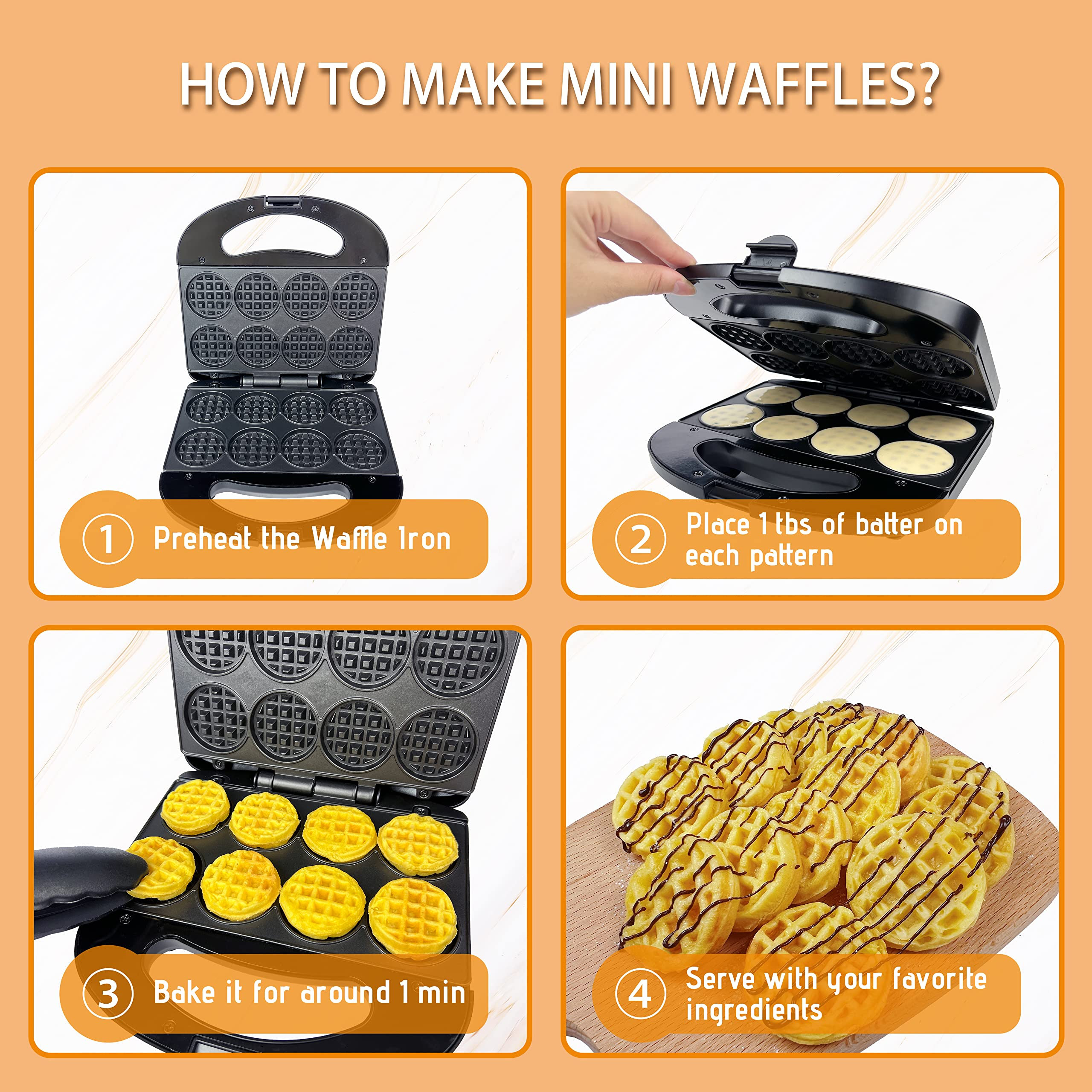 Mini Pancakes Maker Machine with Non Stick Plates, Small Pancake ...