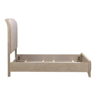 Belmar Queen Upholstered Bed in Rubberwood Solids w/ Split Heart Oak ...