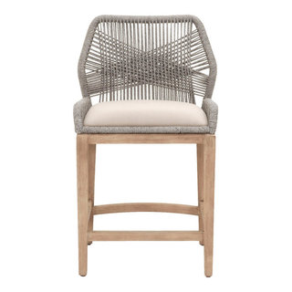 Wooven Upholstered Loom Counter Stool, Gray - Contemporary - Outdoor ...