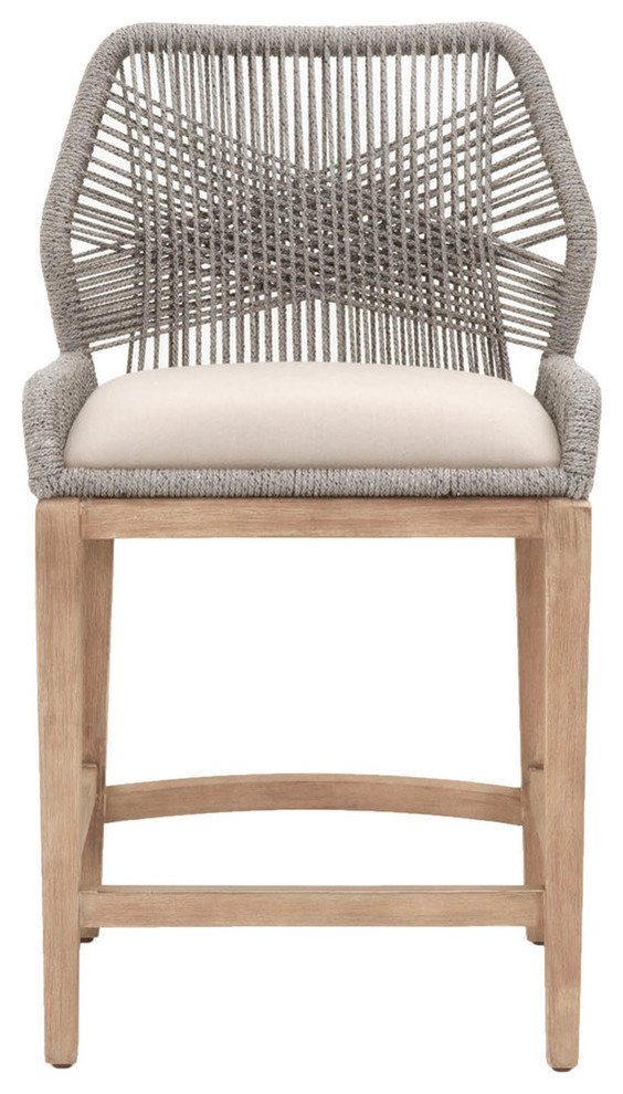 Wooven Upholstered Loom Counter Stool, Gray - Contemporary - Outdoor ...