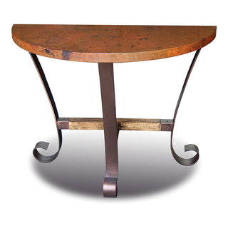 Rustic Half Moon Copper Top Console Table - Mediterranean - Console ...