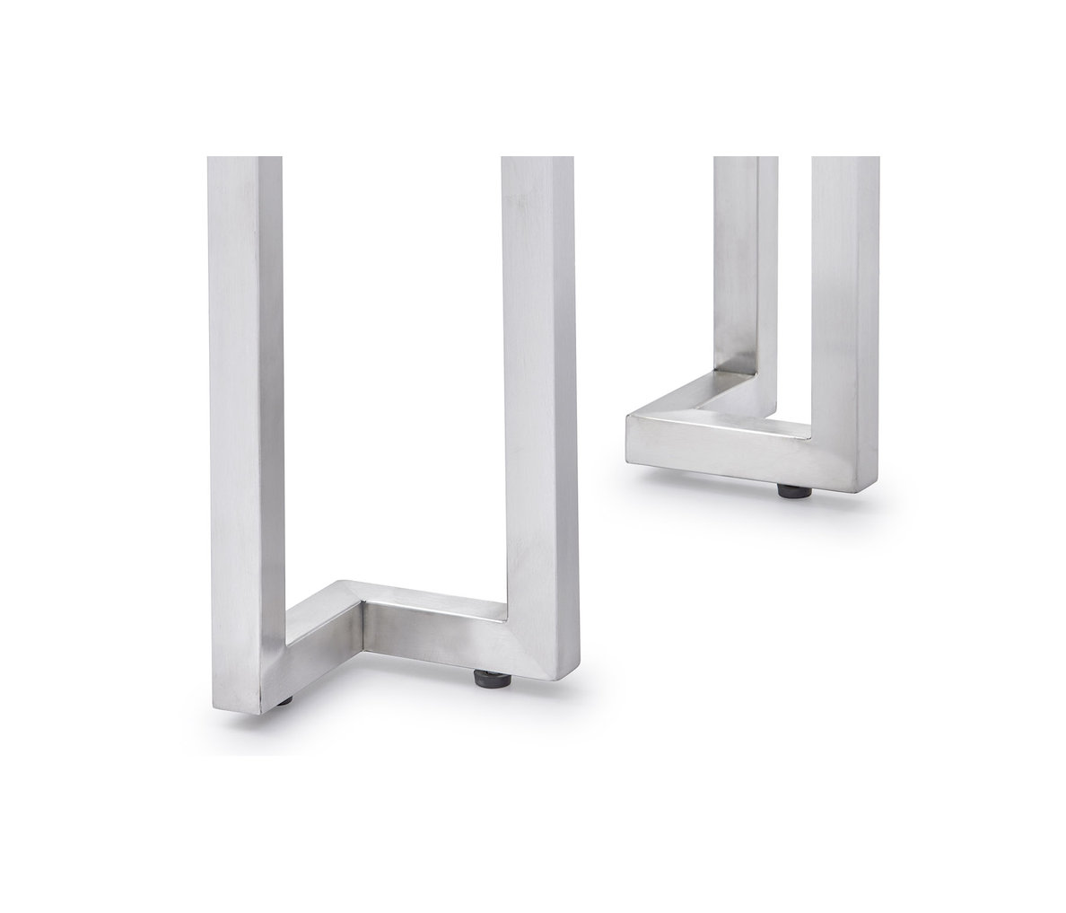 Plaza End Table Opaque Black Tempered Glass Top Brushed Stainless Steel ...