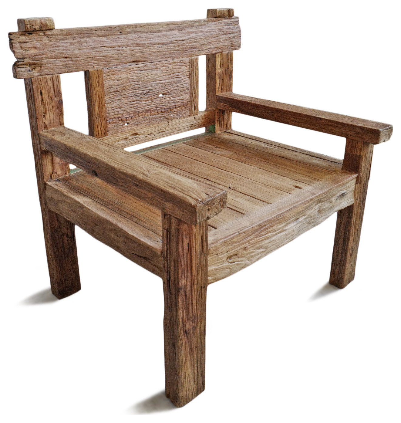 Rustic Railway Wood Arm Chair - Rustic - Outdoor Lounge Chairs - by ...