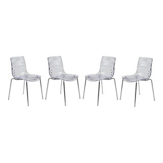 LeisureMod Astor Water Ripple Design Dining Chair Set of 4 ...