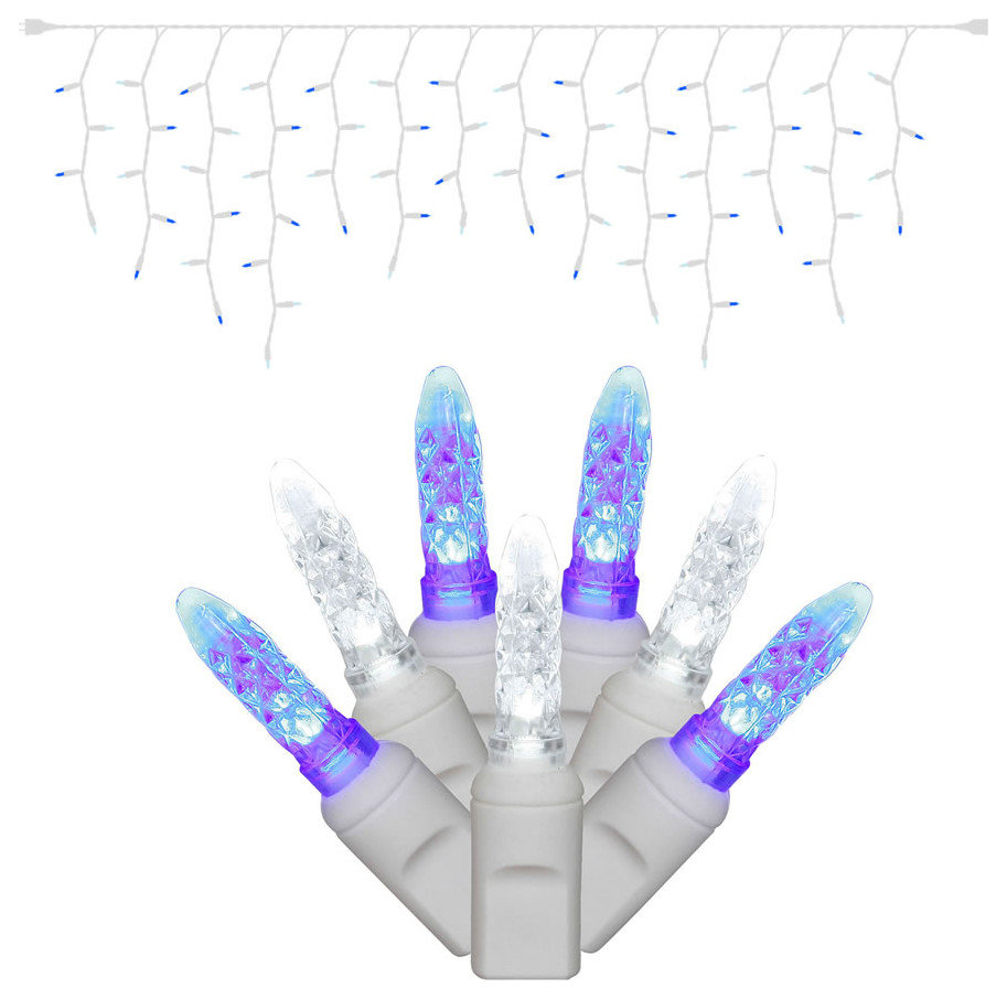 Vickerman X6W3112 70 Blue-Pure White M5 Led Icicle Light On White Wire ...