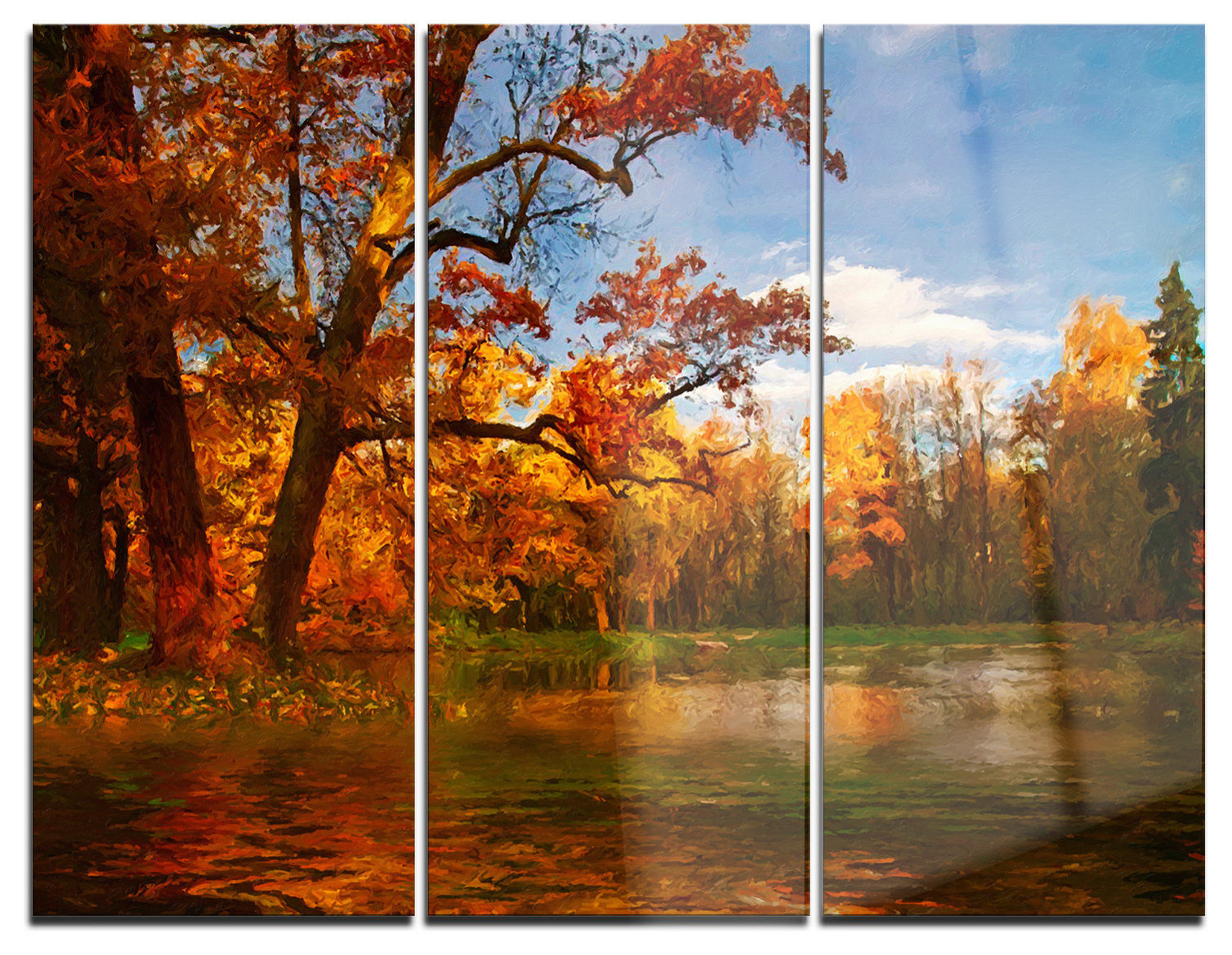 "Quiet and Silent Autumn" Glossy Metal Wall Art, 3 Panels, 36"x28", 36 ...
