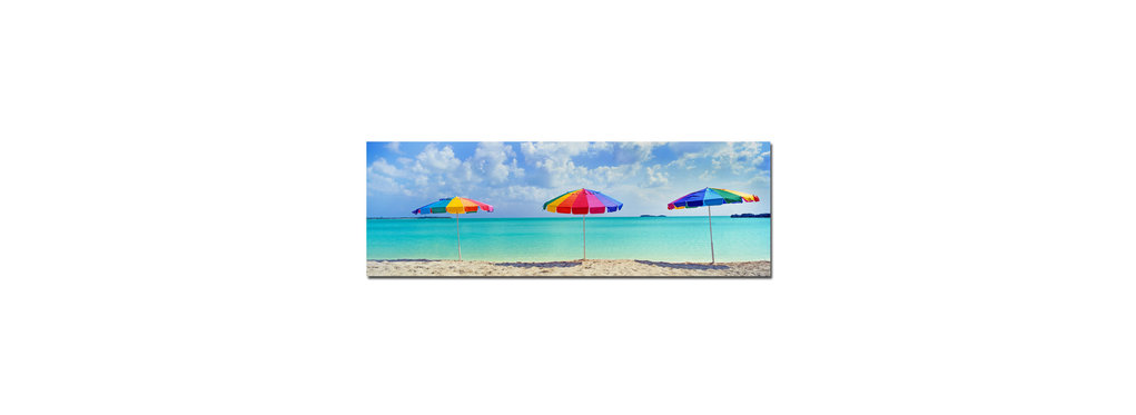 'Three Umbrellas' Canvas Art by Preston, 8" x 24" - Beach Style ...